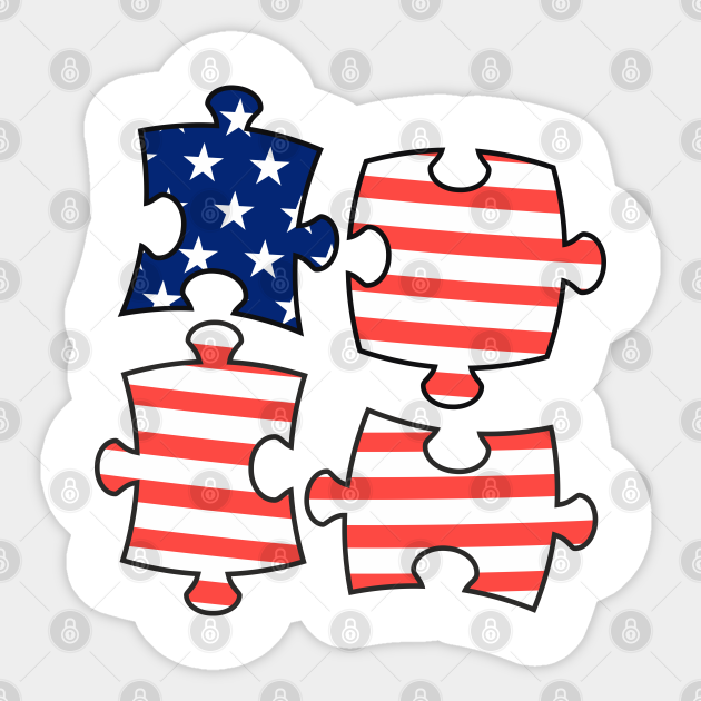 Jigsaw puzzle with the American flag. - Usa Flag - Sticker | TeePublic
