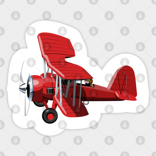Cartoon biplane - Cartoon Plane - Sticker | TeePublic