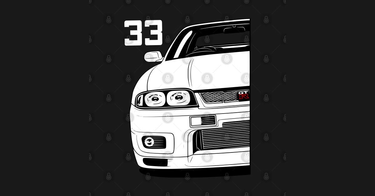 R33 GT-R Skyline JDM Tuning Car - R33 - T-Shirt | TeePublic