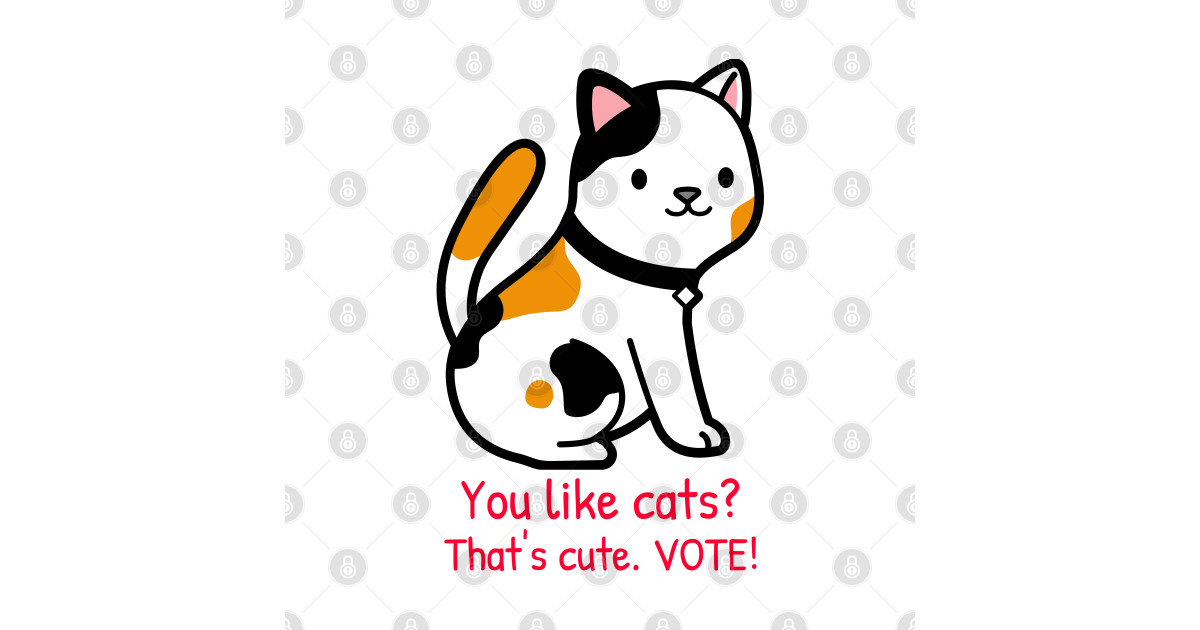 VOTE Cute Funny Cat Election Artwork - Vote - T-Shirt | TeePublic