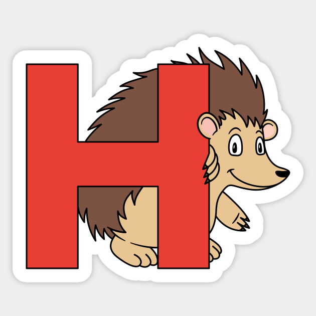 Letter H with Hedgehog - Hedgehog - Sticker | TeePublic