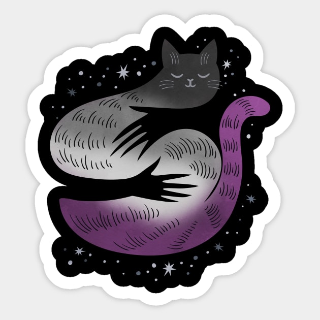Asexual Cat Hug LGBT Pride Flag - Asexual - Sticker | TeePublic