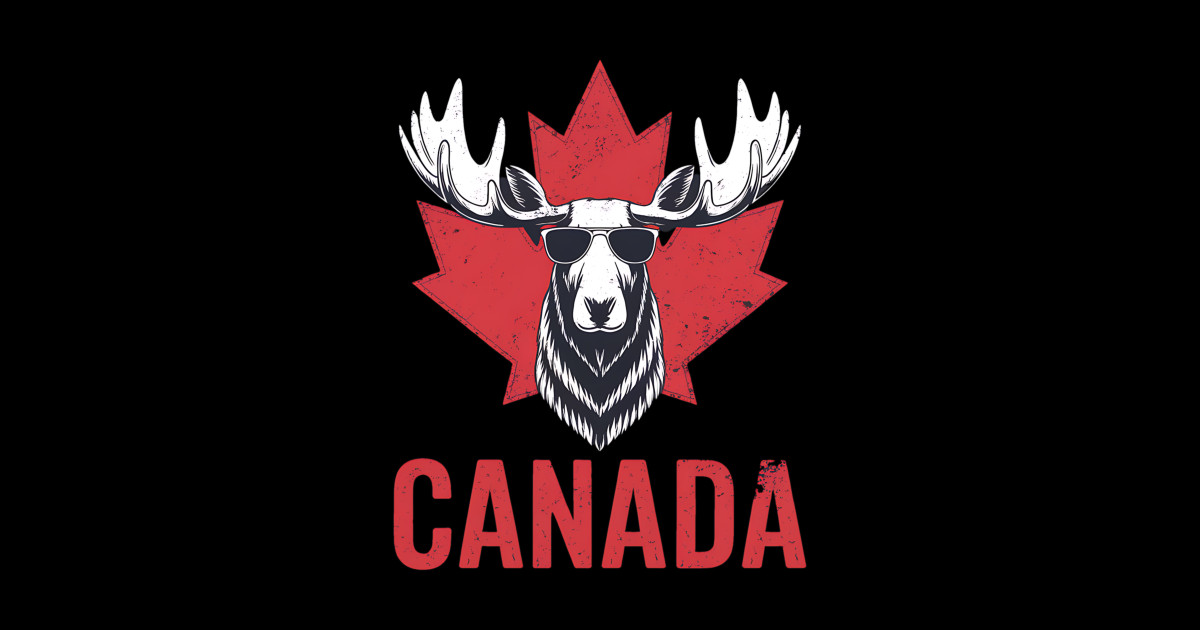 Funny Moose Canadian Flag Happy Canada Day - Canada Day - Sticker ...