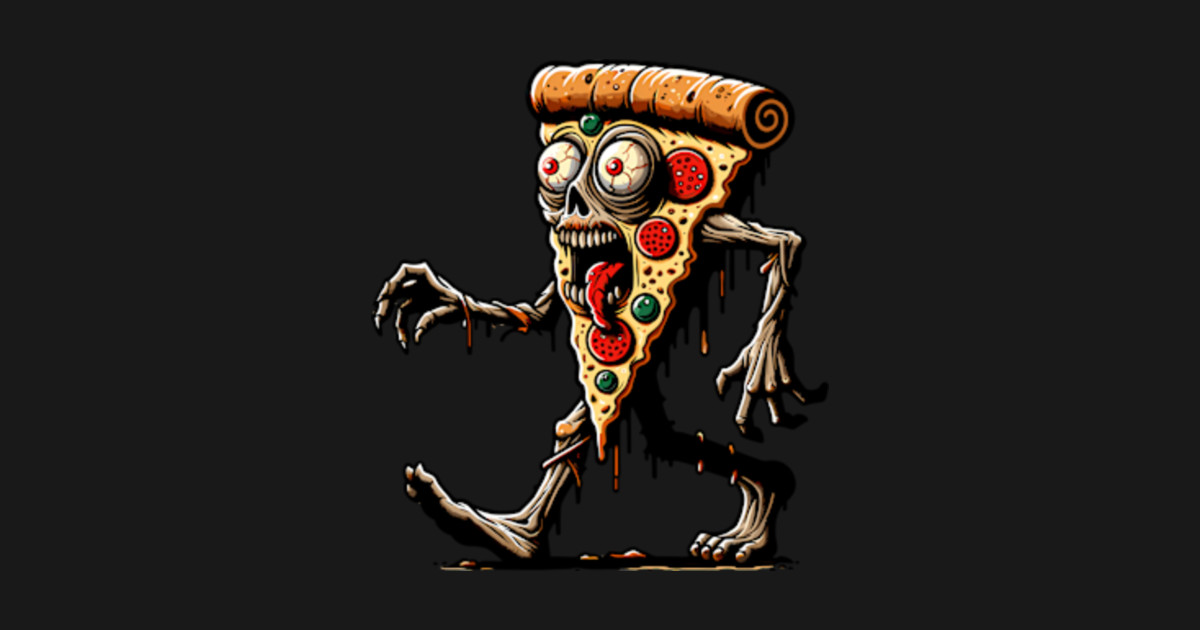 Zombie Pizza Scary Pizza Slice Foodie - Tasty Pizza - T-Shirt | TeePublic