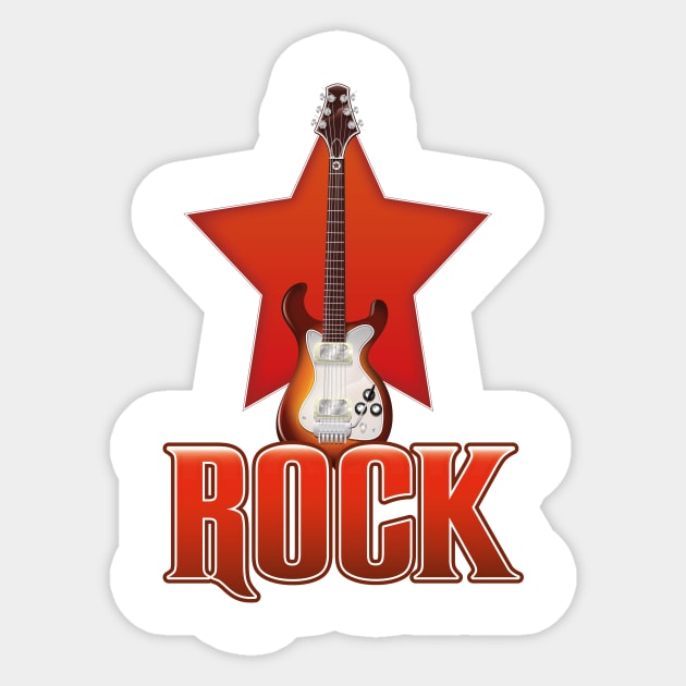 Rock Guitar - Rock - Sticker | TeePublic