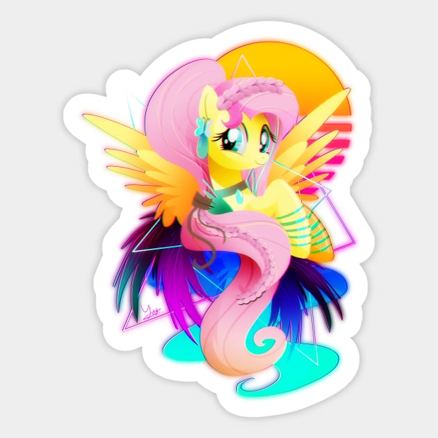 Synthwave Fluttershy - My Little Pony - Sticker | TeePublic