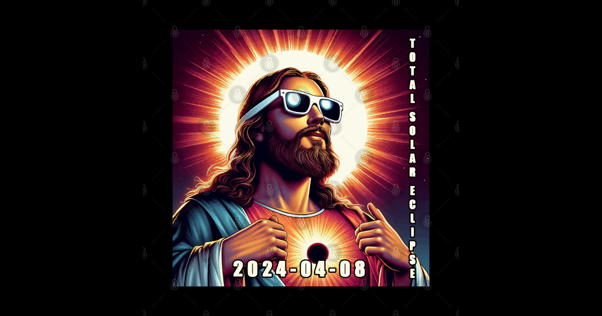 Jesus Christ Total Solar Eclipse 2024 - Total Solar Eclipse - Sticker ...