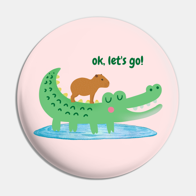 cute Ok lets go capybara and crocodile illustration - Capybara - Pin ...