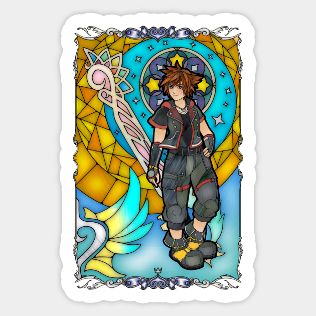 Kingdom Hearts 3 Sora Stained Glass - Kingdom Hearts 3 Sora - Sticker ...