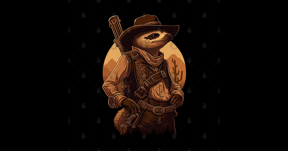 Sloth the Slowest Gun in the West - Gunslinger - Sticker | TeePublic