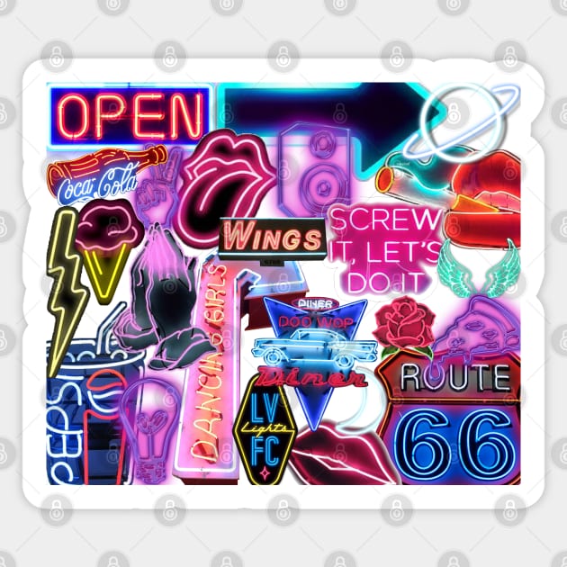 neon sign collage - Neon - Sticker | TeePublic