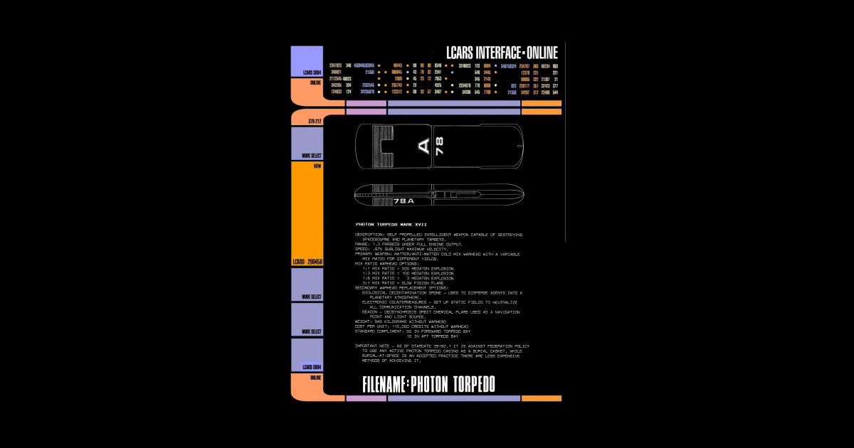 Computer Readout Showing Space Torpedo - Starship - Posters and Art ...