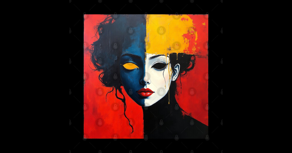 Duality of the Soul: A Fusion of Light and Shadow - Abstract Portrait ...
