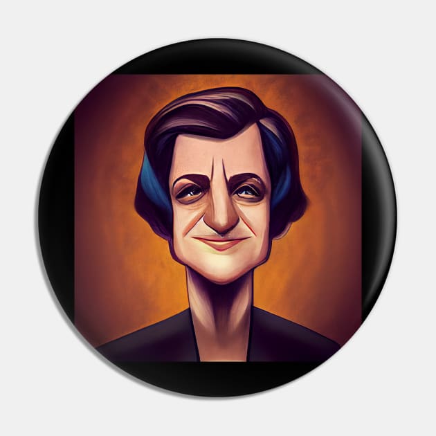 Ayn Rand | Caricature - Ayn Rand - Pin | TeePublic