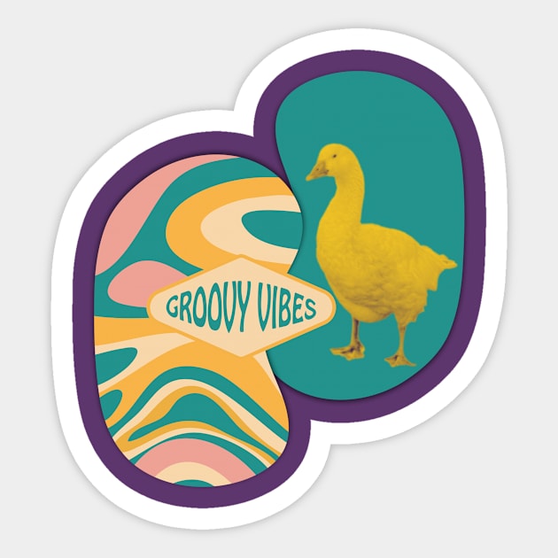 Groovy vibes duck - Vibes Positive - Sticker | TeePublic