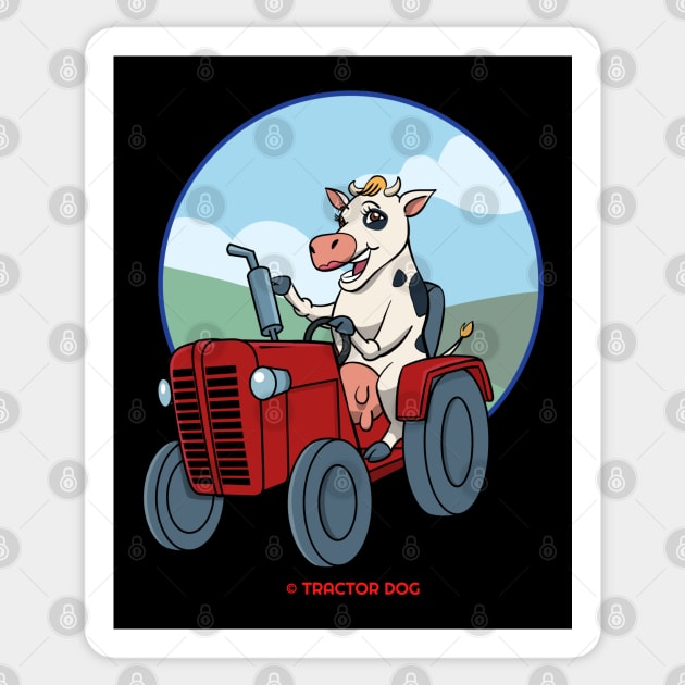 Tractor Critters Cow - Cow Driving A Tractor - Sticker | TeePublic