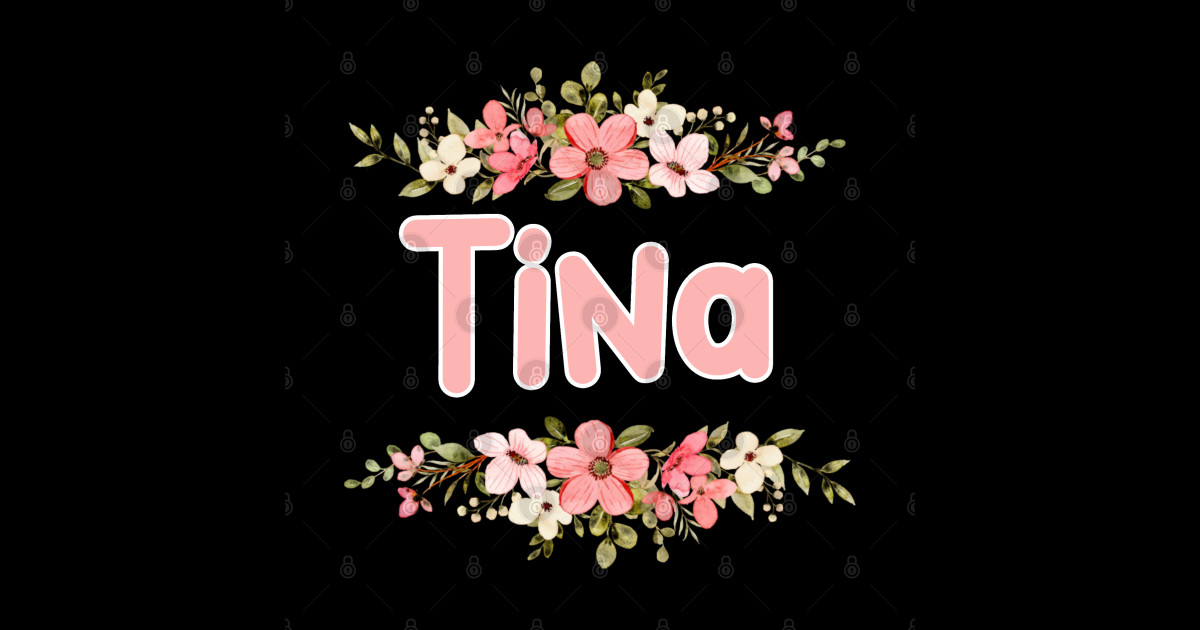 Flower Border Tina Name Label - Flower Border Tina Name Label - Sticker ...