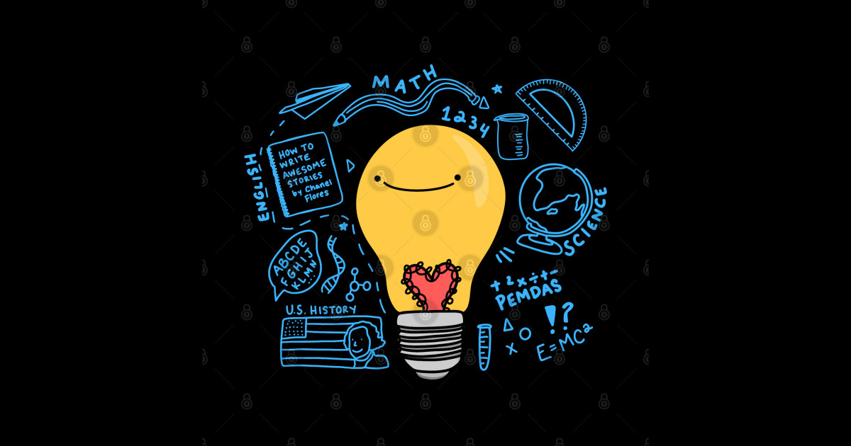Cute Blue Teacher Lightbulb - Science - Sticker | TeePublic