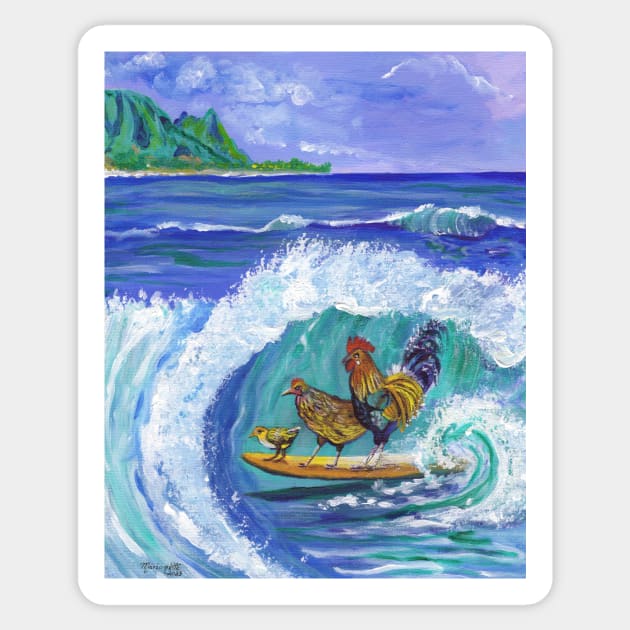 Surf's Up - Surfing Rooster - Sticker | TeePublic