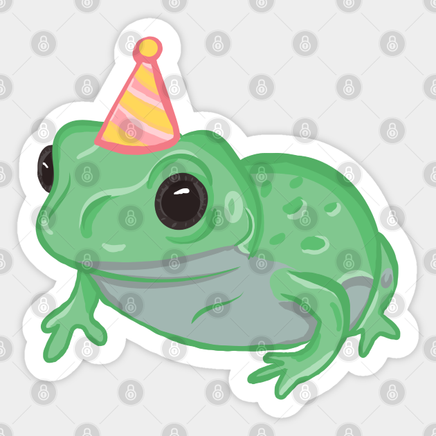 Party Hat Frog - Frog Birthday - Sticker | TeePublic