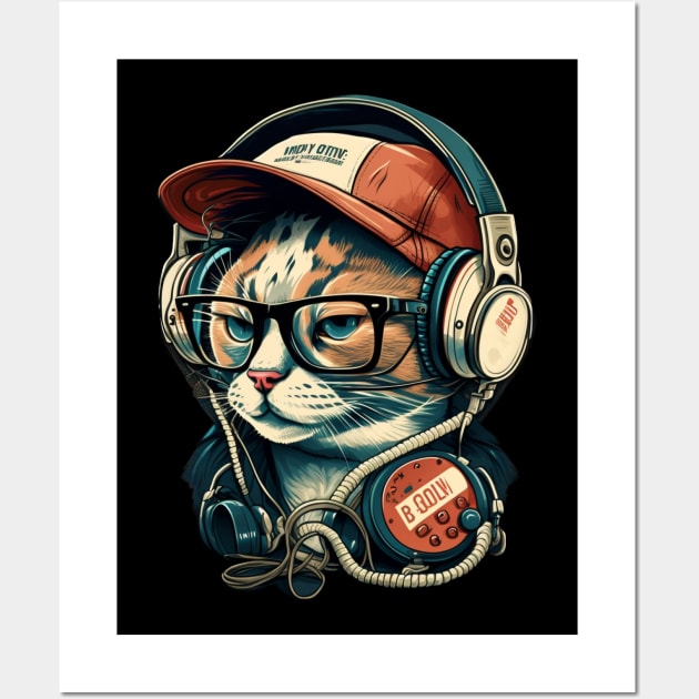 Cat Jam Session- Headphones On - Cat Music - Posters and Art Prints ...