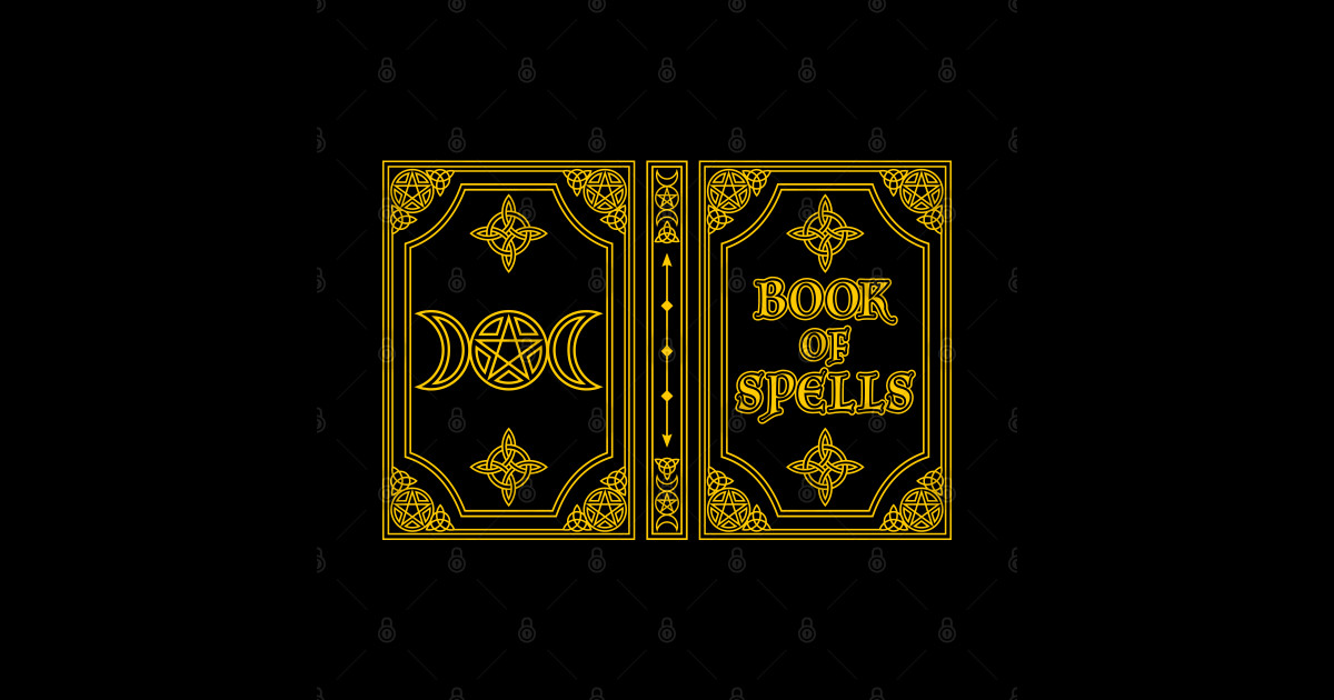 Book of Spells in gold - Witch - Pin | TeePublic