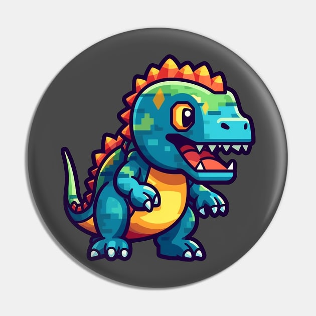Pixel Rex - Cute 8-bit Dinosaur - Pixel Art - Pin | TeePublic
