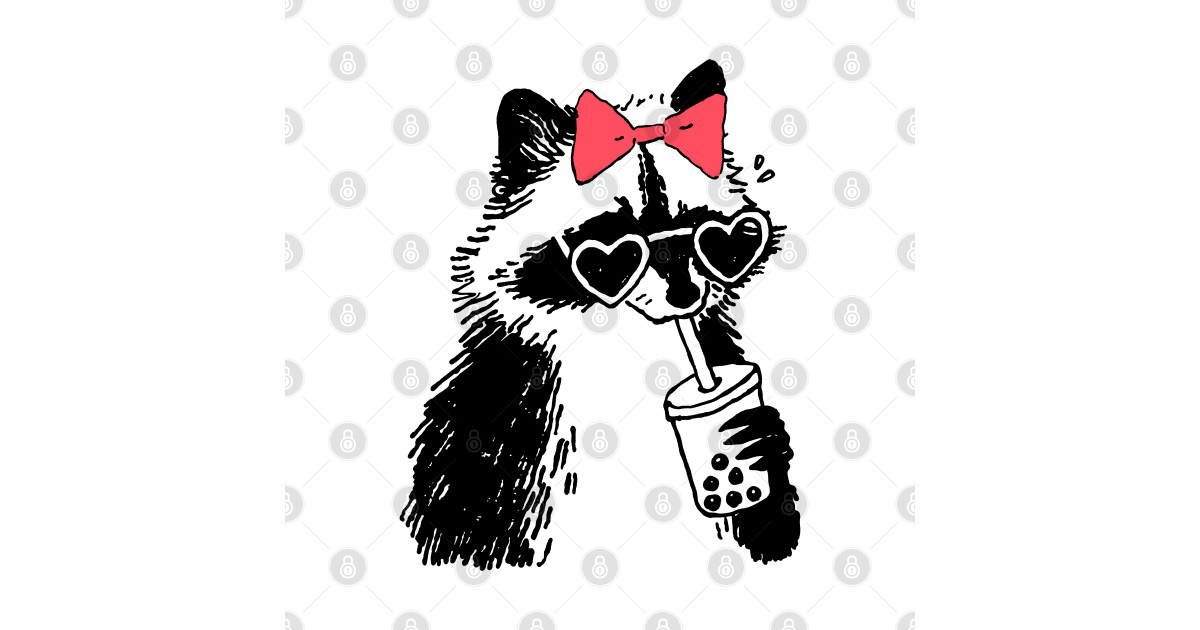 Cute Boba Tea Raccoon Kawaii - Cute Boba Tea Raccoon Kawaii - T-Shirt ...