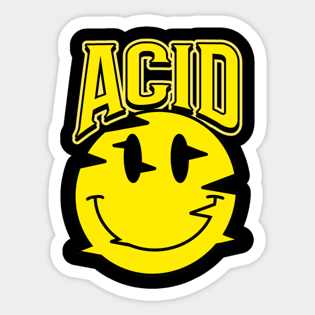 ACID - Smiley Glitch - Acid House - Sticker | TeePublic