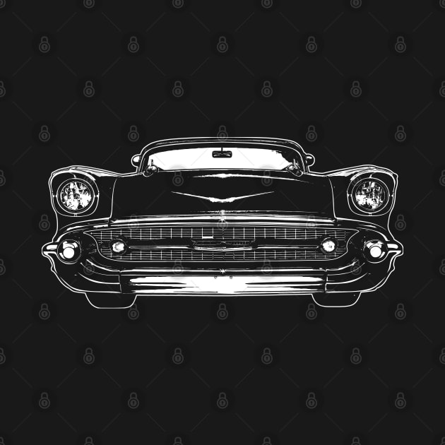 White Tri Five Chevy Sketch Art - Chevrolet - T-Shirt | TeePublic