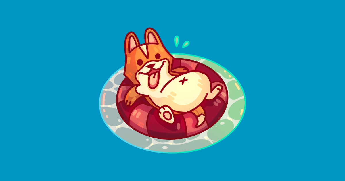Inner Tube Corgi - Corgi Illustration - T-Shirt | TeePublic