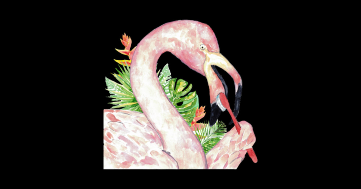 Flamingo brushing teeth bath watercolor - Flamingo Brushing Teeth Bath ...