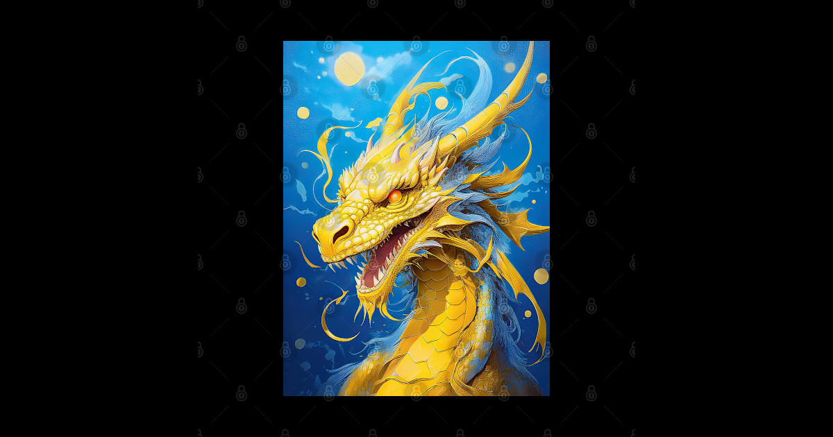Yellow dragon - Dragon - Sticker | TeePublic