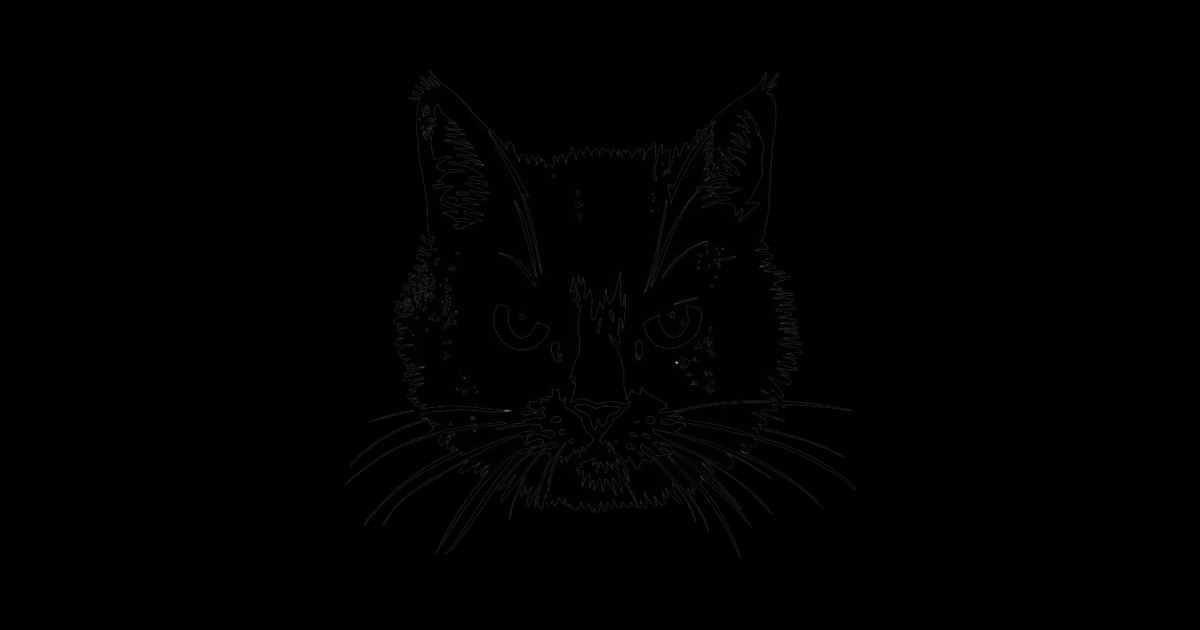 Vintage Distressed Cat Head - Minimalist Feline Art - Cat Head ...