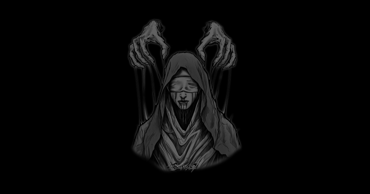 Blind Oracle Dark Fantasy Horror Illustration - Blind Oracle - Sticker ...