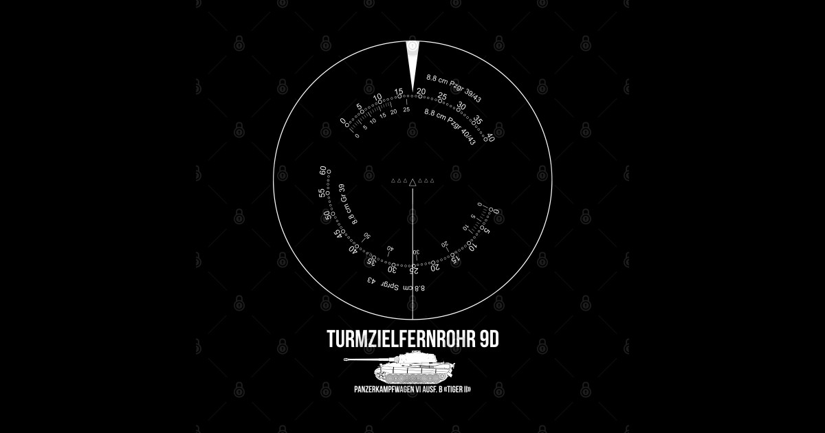 Turmzielfernrohr 9d sight of the German Tiger II tank. on dark - Tiger ...