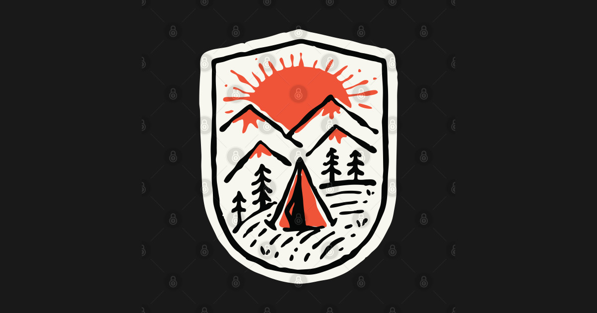 Sunset Camp Hand Drawn - Camp - T-Shirt | TeePublic