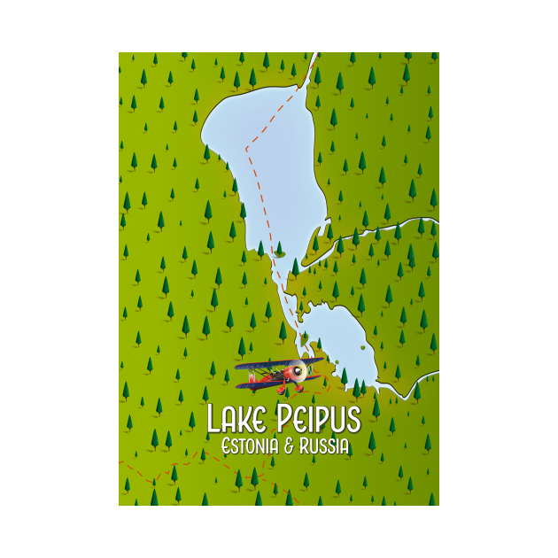 Lake Peipus Estonia and Russia map - Lake Peipus Estonia And Russia Map - Crewneck Sweatshirt ...