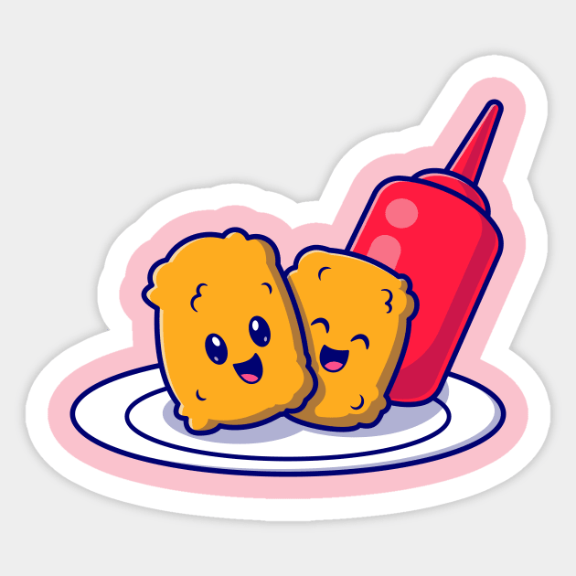 Cute Nuggets Smile With Sauce Cartoon - Cute Nuggets Smile With Sauce ...