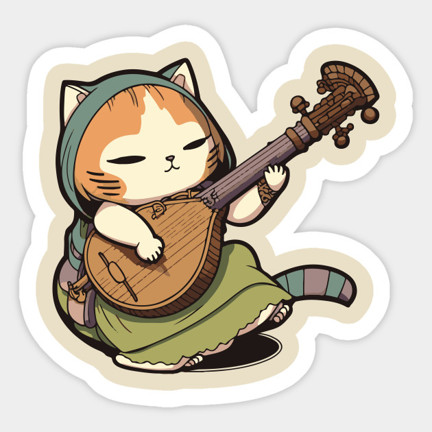 Chibi Bard Cat - Bard - Sticker | TeePublic