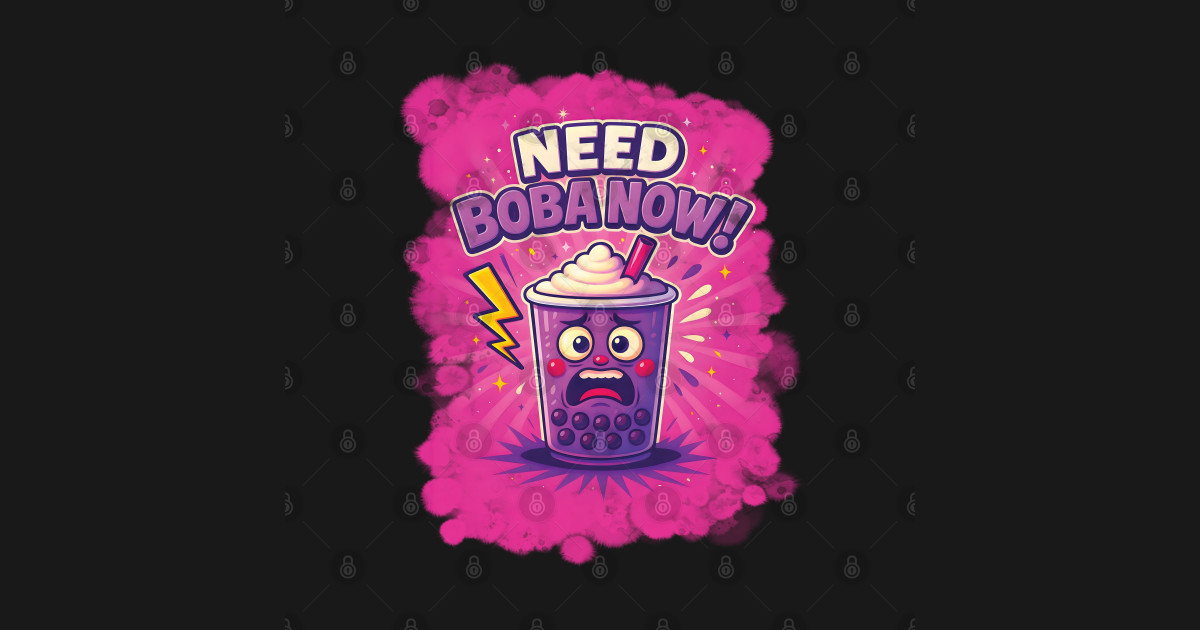 Need Boba Now! Cute Bubble Tea Cartoon Art – Kawaii Fruit Drink ...