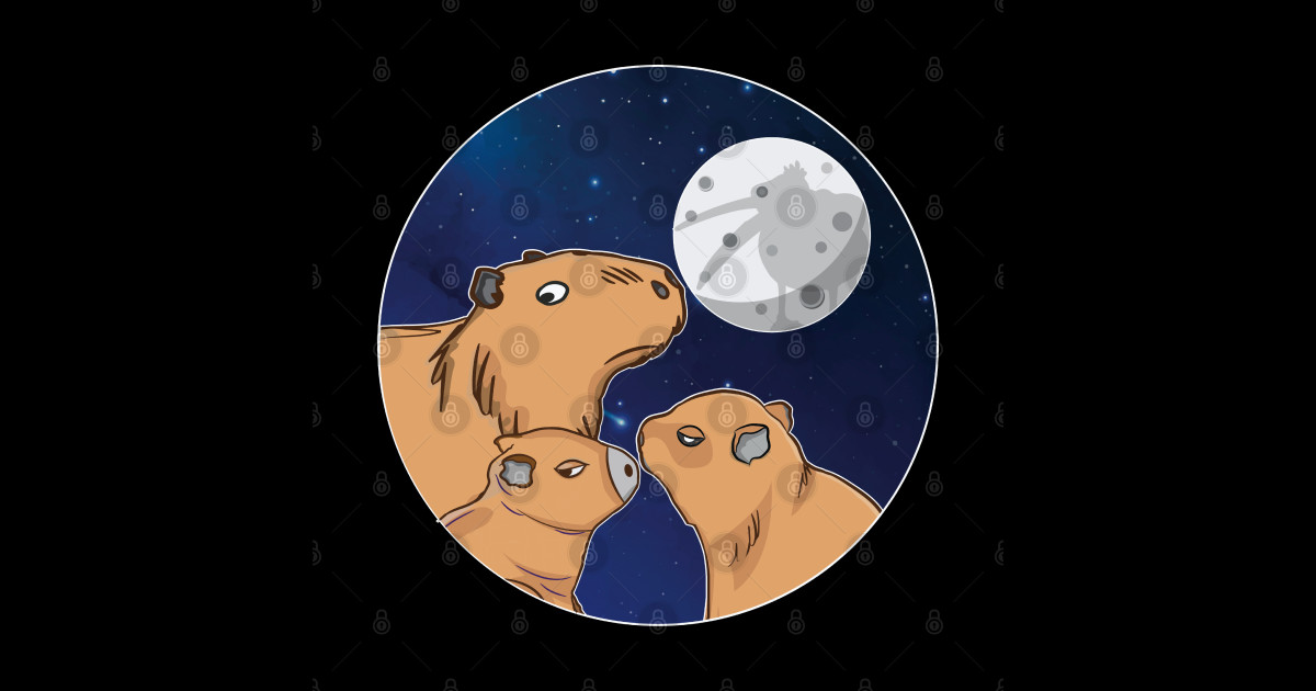 Three Capybara Moon Funny Pelican Capybara Wolf meme - Capybara ...