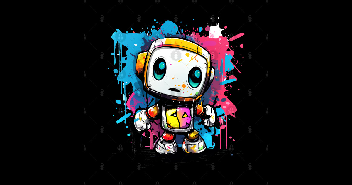 Cute cartoon Robot. Funny cyborg. - Cute Cartoon Robot - Posters and ...