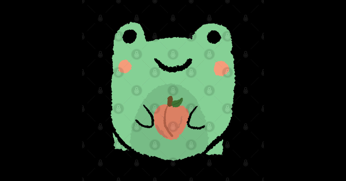 Cute frog with peach - Frog Lover - Sticker | TeePublic