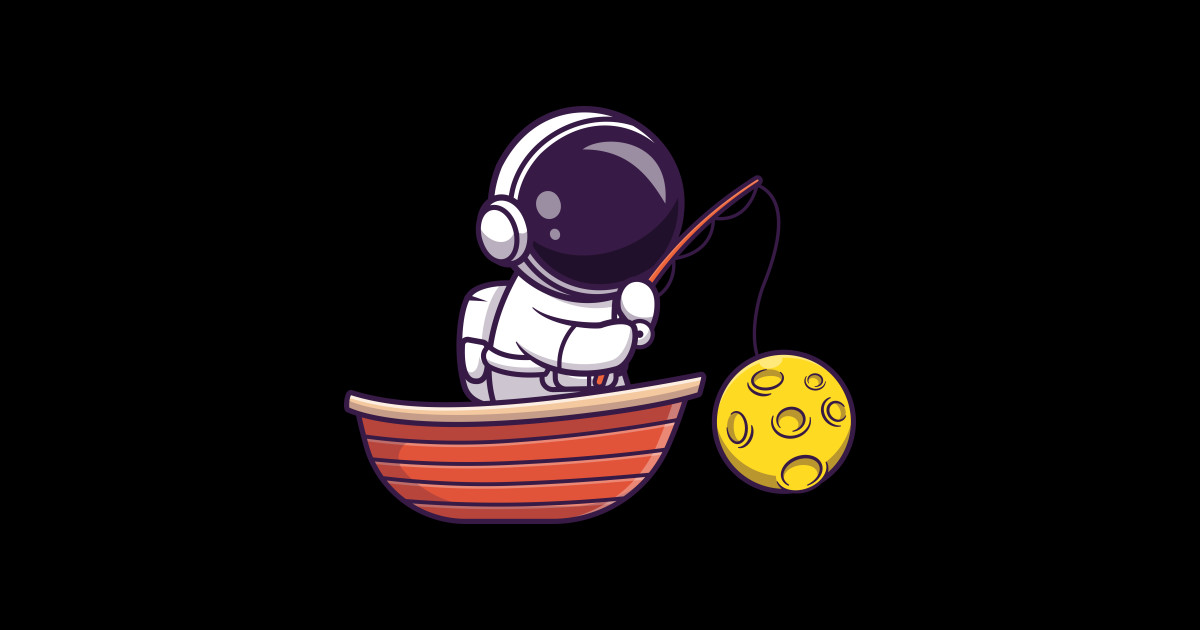 Astronaut Fishing Moon On Boat Cartoon - Astronaut Fishing Moon On Boat ...