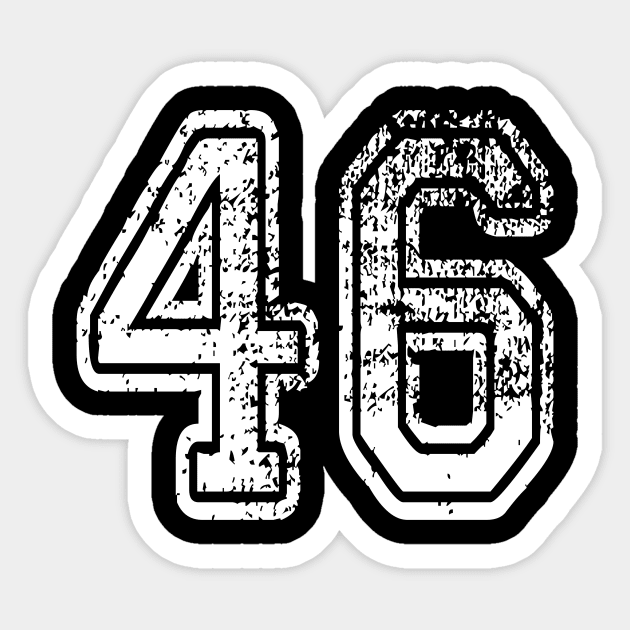 Number 46 Grungy in white - 46 - Sticker | TeePublic