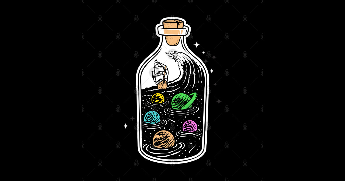 SPACE IN A BOTTLE space universe alien art - Space In A Bottle - Sticker | TeePublic