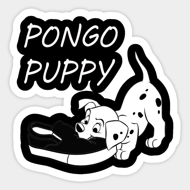 Dalmatians Puppies Pongo Biting Shoes - Puppy - Sticker