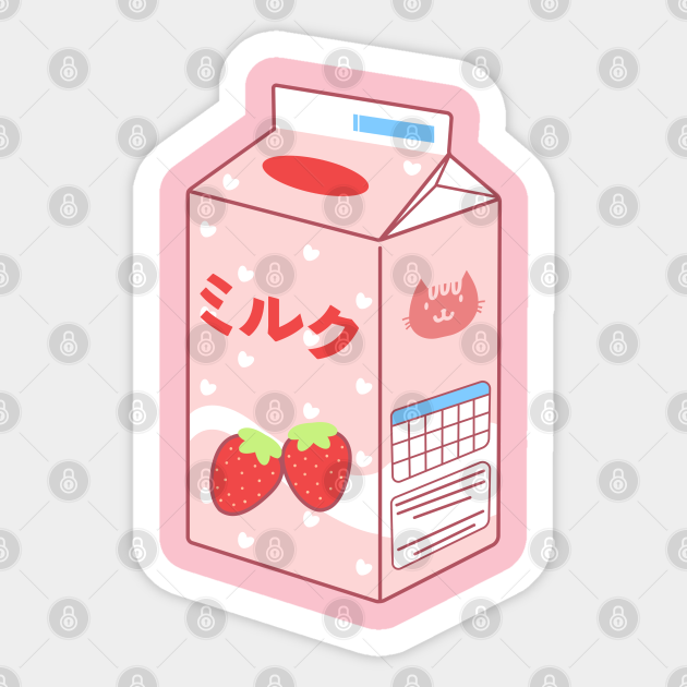 Japanese Kawaii Strawberry Milk Anime - Kawaii - Sticker | TeePublic