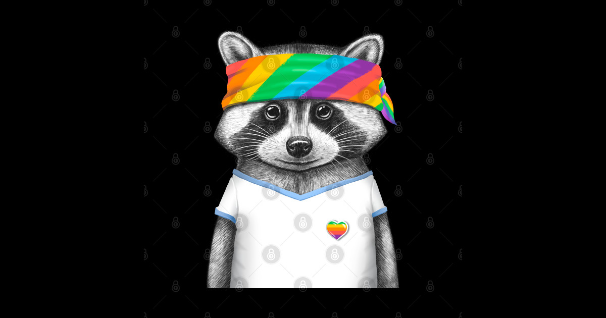 Pride raccoon - Raccoon - Sticker | TeePublic